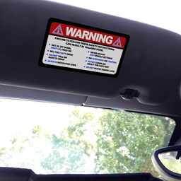 Visor stickers, Set of 2 - Small - Safety Warning